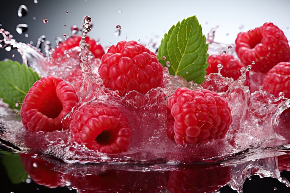 Raspberries Falling into Water, a Splash of Water from Falling ...