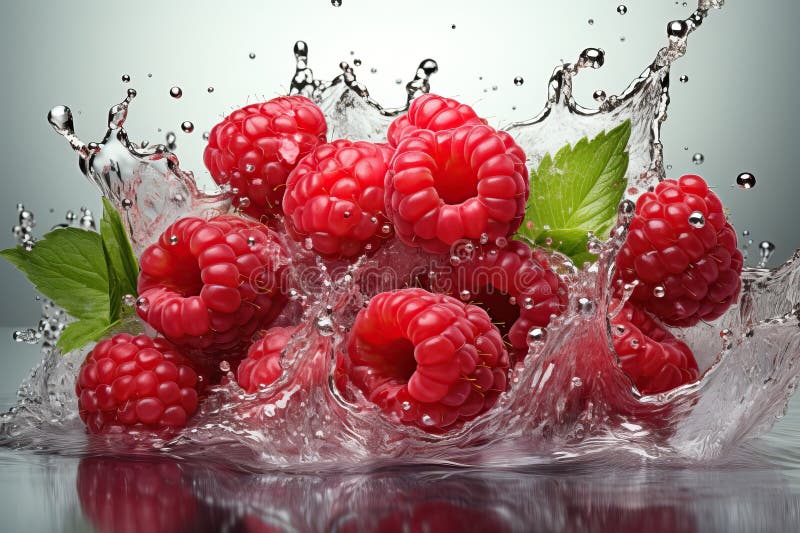 Raspberries Falling into Water, a Splash of Water from Falling ...