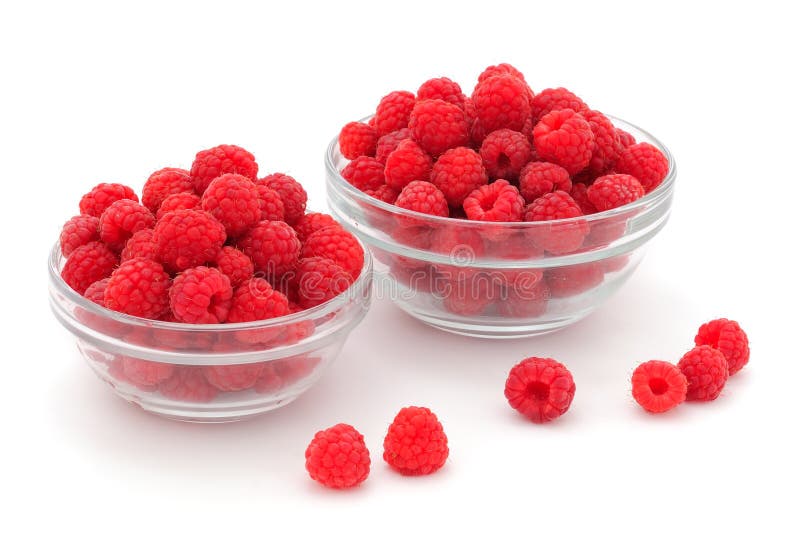 Raspberries in a Glass Bowls Stock Photo - Image of closeup, horizontal ...