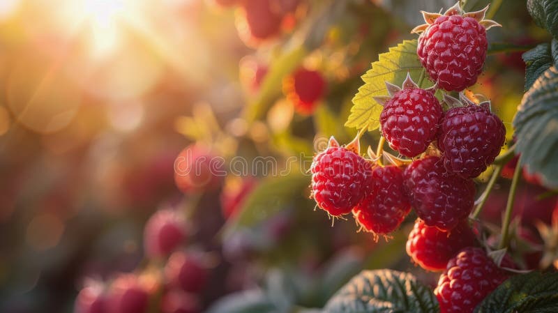 Raspberries Hanging from a Tree Stock Photo - Image of outdoors ...