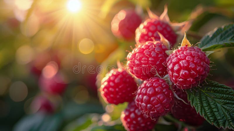 Raspberries Hanging from a Tree Stock Image - Image of vitamin, fruit ...