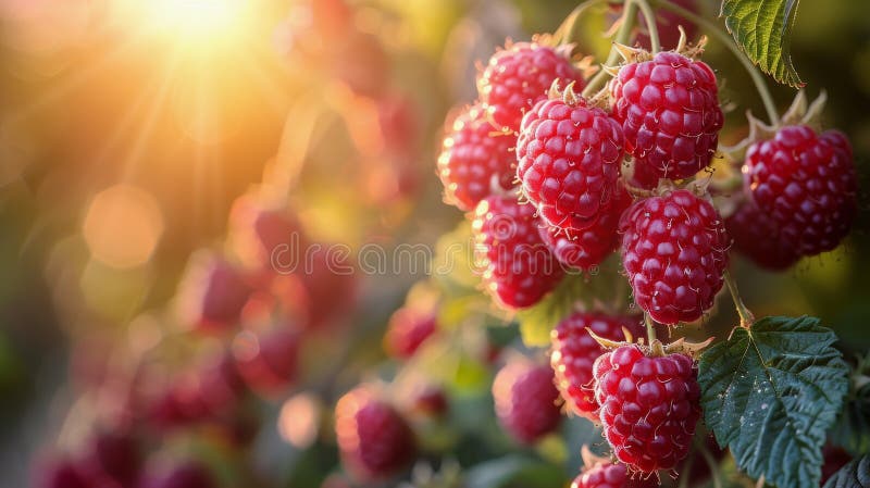 Raspberries Hanging from a Tree Stock Photo - Image of juicy, cluster ...