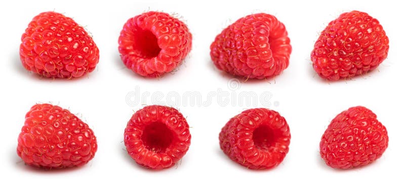 Raspberries Isolate Set. Raspberry Isolated on White Background Stock ...