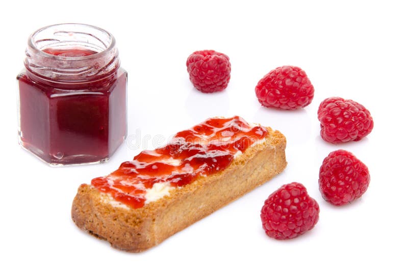 Raspberries, Jam and a Toast Stock Image - Image of healthy, toasted ...