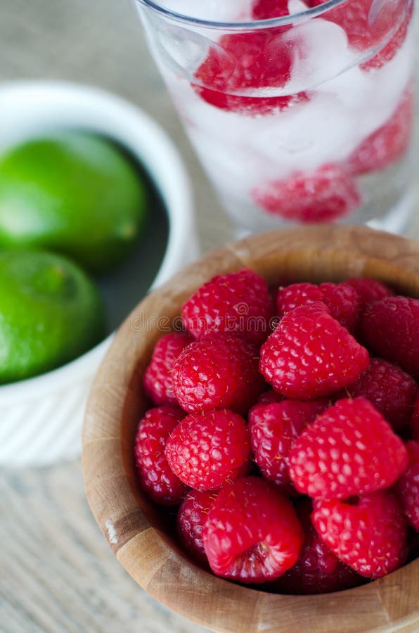 Raspberries and Lime Flavored Drink Stock Photo - Image of farmer ...