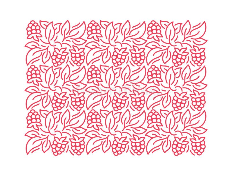 Raspberries Line Pattern. Flourish Background Design Element. Editable ...