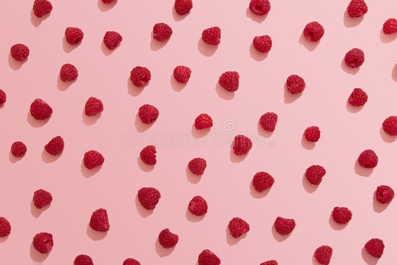 Raspberries on Pink Background Stock Photo - Image of nutrition, paper ...