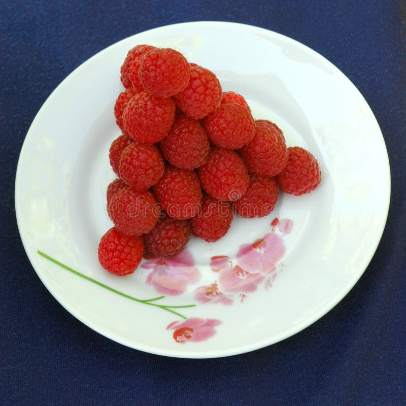 Raspberries on the plate stock image. Image of triangle - 11053847