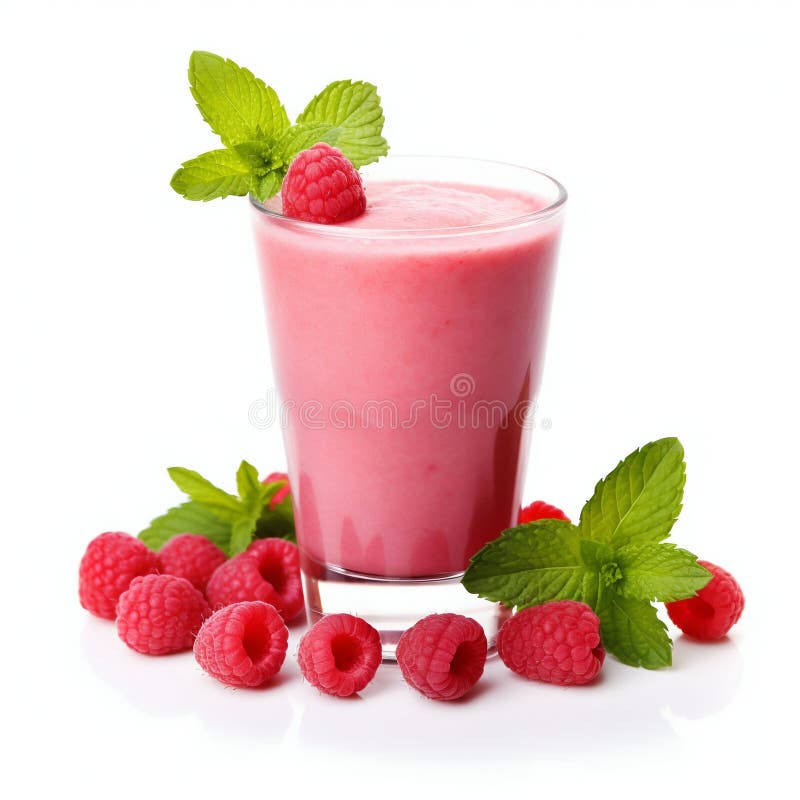 Raspberries Smoothie Isolated on White Background. Generative Ai Stock ...