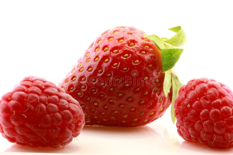 Raspberries and strawberry stock image. Image of strawberry - 8219909