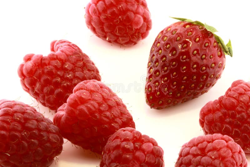 Raspberries and strawberry stock image. Image of strawberry - 8219909