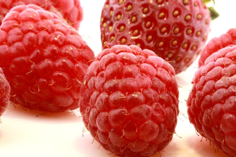 Raspberries and strawberry stock image. Image of juicy - 8229983