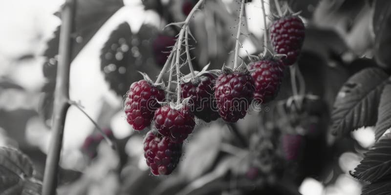 Raspberries on Tree Branch stock image. Image of sweet - 377355837