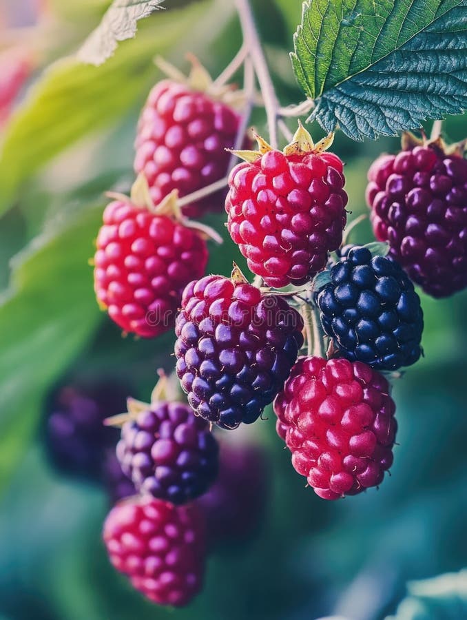 Raspberries on Tree Branch stock photo. Image of harvest - 381849804