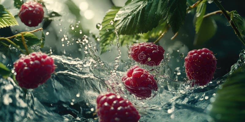 Raspberries in Water stock illustration. Illustration of making - 373105979