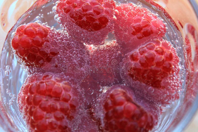 Raspberries in the water stock image. Image of nature - 56309365