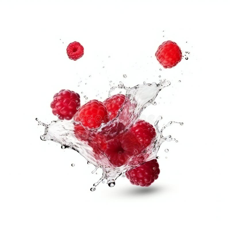 Raspberries with Water Splash Stock Illustration - Illustration of ...