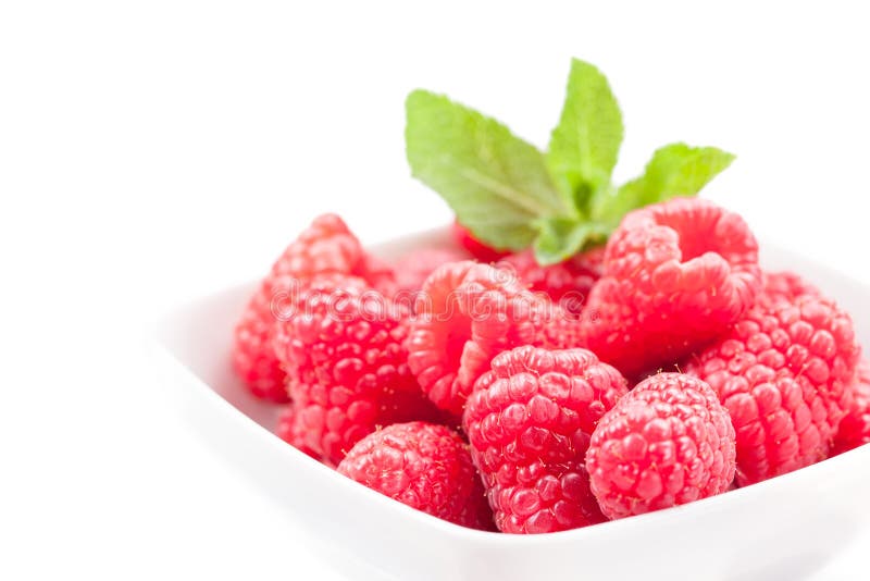 Raspberries on White Background Stock Image - Image of raspberries ...