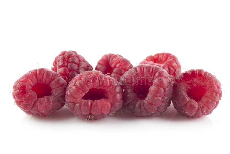 Raspberries on White Background Stock Photo - Image of food, background ...