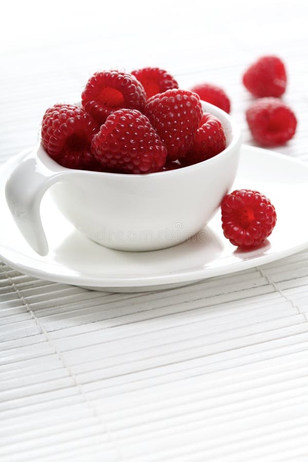 Raspberries in White Cup - Studio Shot Stock Image - Image of life ...
