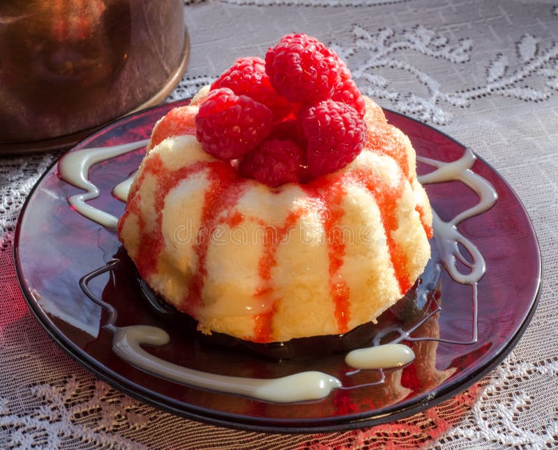 Raspberry Angel Food Cake stock image. Image of crumb - 51166911