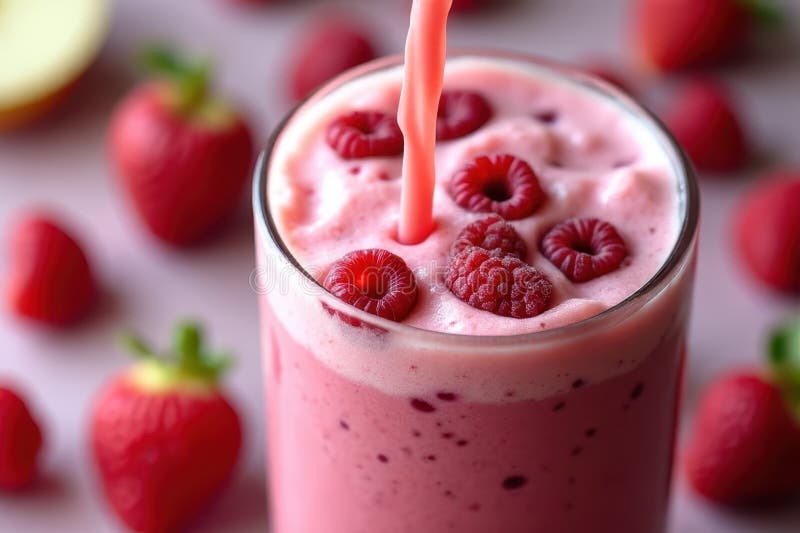 Raspberry Apple Smoothie in Motion - an Aesthetic Blend of Fruits Stock ...