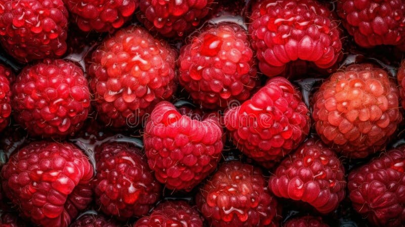Raspberry Background. Fresh Red Berries. Raspberry Fruits Horizontal ...