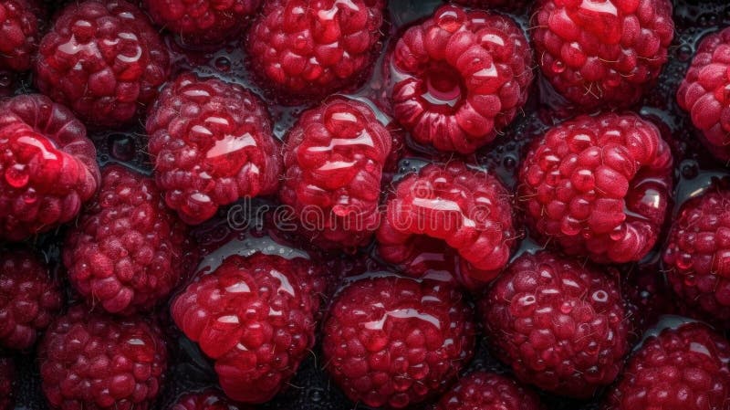 Raspberry Background. Fresh Red Berries. Raspberry Fruits Horizontal ...