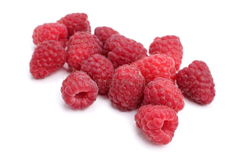 Raspberry Berries Close-up Isolated on White Stock Photo - Image of ...