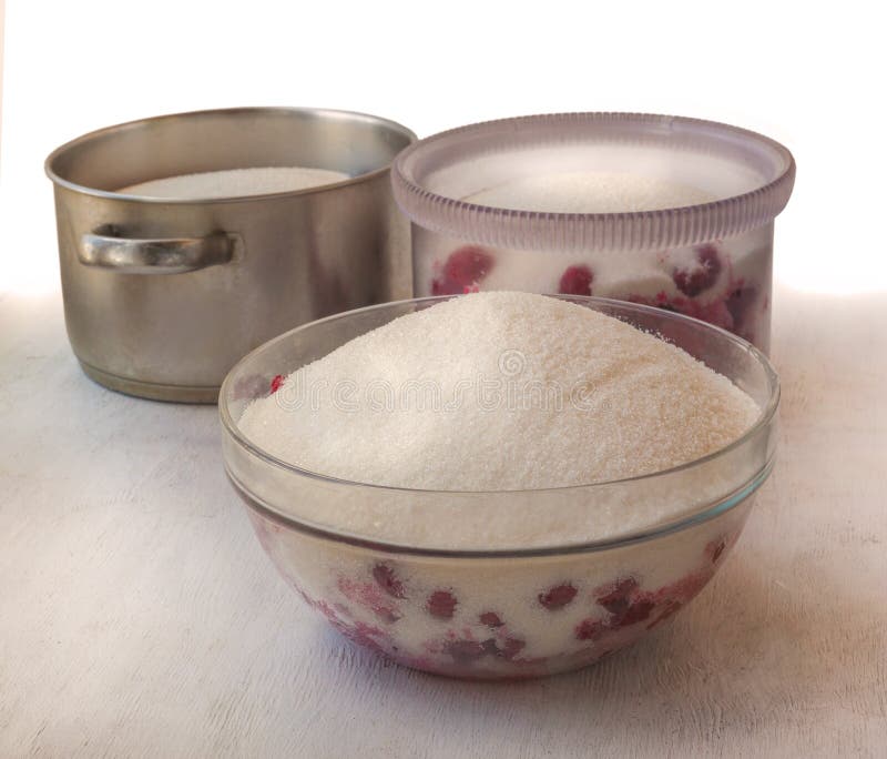 Raspberry Berries are Covered with Sugar in a Bowl. Stock Image - Image ...