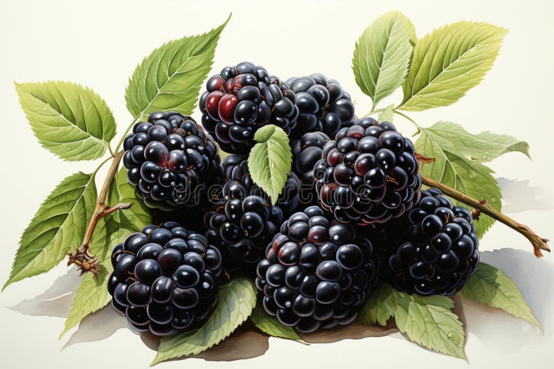 Raspberry Berry Watercolor Painting, Beautiful, Cute Stock Illustration ...