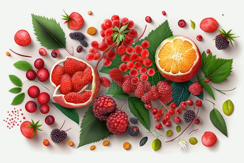 Raspberry and Blackberry, Cranberry, Orange, Raspberry and Leaf Stock ...