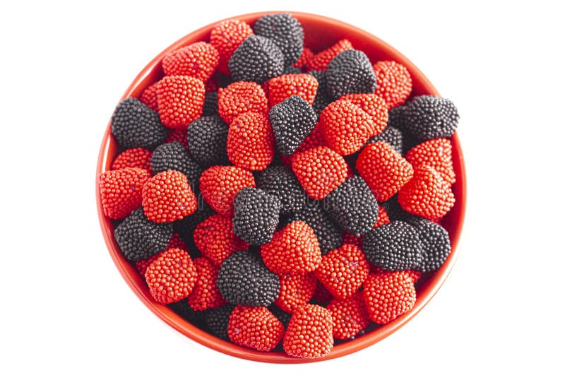 Raspberry and Blackberry Gummy Candies on a White Background Stock ...