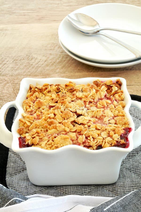 Raspberry Blueberry Crumble Stock Photo - Image of dessert, spoons ...