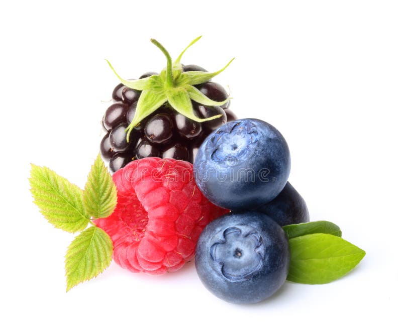 Raspberry and Blueberry Isolated Stock Photo - Image of juicy, tasty ...