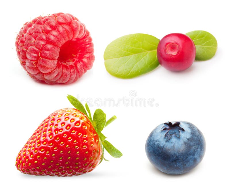 Raspberry and Blueberry Isolated Stock Photo - Image of natural, ripe ...