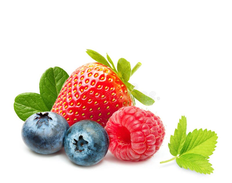 Raspberry and Blueberry Isolated Stock Image - Image of blueberry ...