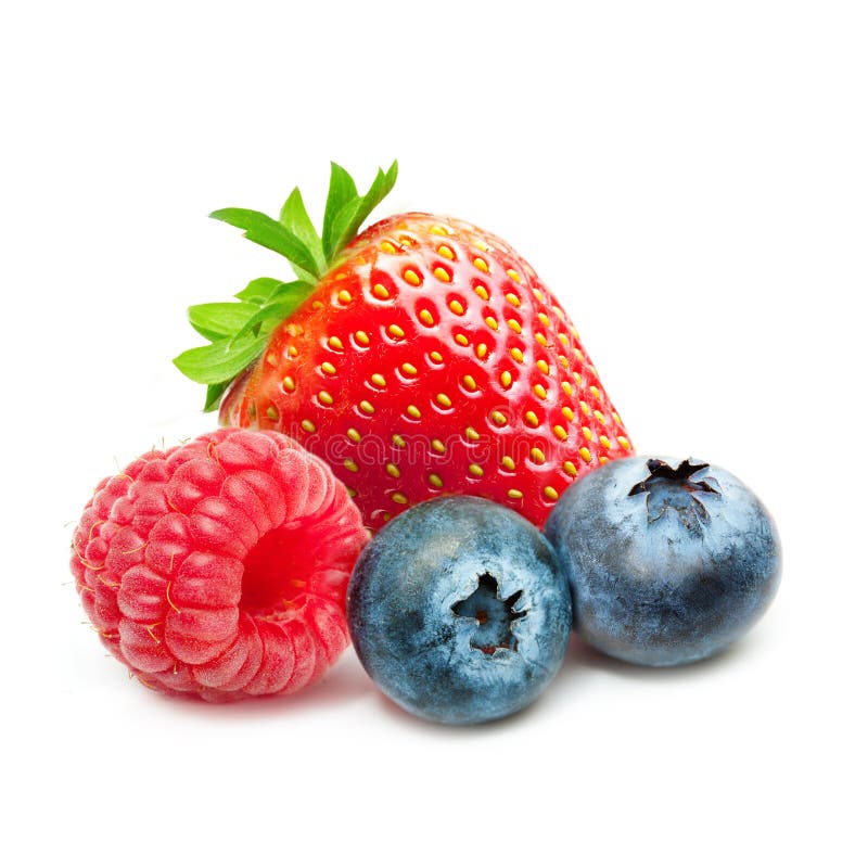 Raspberry and Blueberry Isolated Stock Photo - Image of summer ...