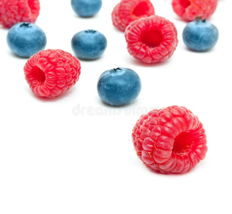 Raspberry and Blueberry Isolated Stock Photo - Image of flavor, summer ...