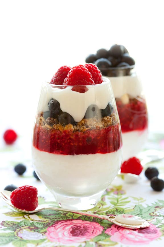 Raspberry and Blueberry Parfait Stock Image - Image of ripe, organic ...