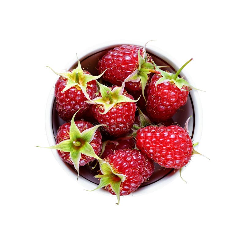 Raspberry in Bowl Isolated on White Stock Photo - Image of healthy ...
