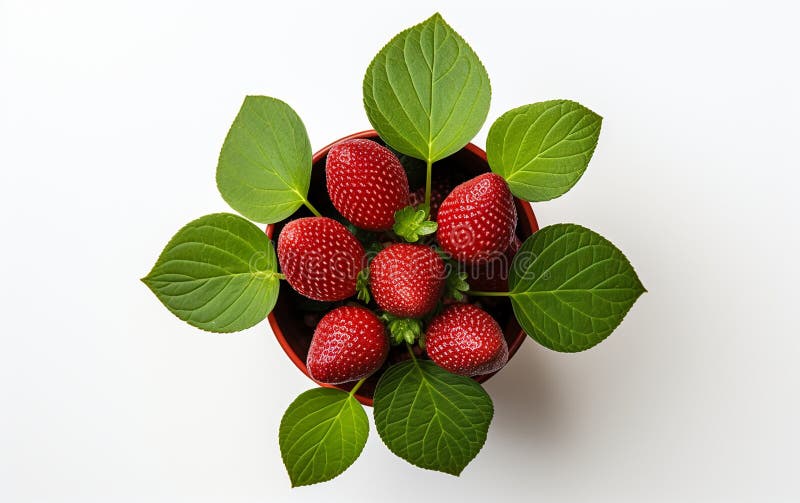 Raspberry Brush Leaf from Above on White Background -Generative Ai ...