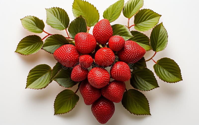Raspberry Brush Leaf Seen from Above on a Blank Background -Generative ...