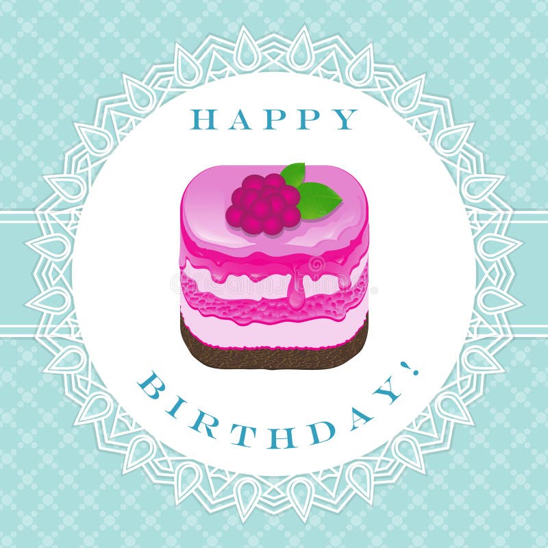 Happy Birthday Card With Raspberry Cupcake. Stock Vector - Illustration ...