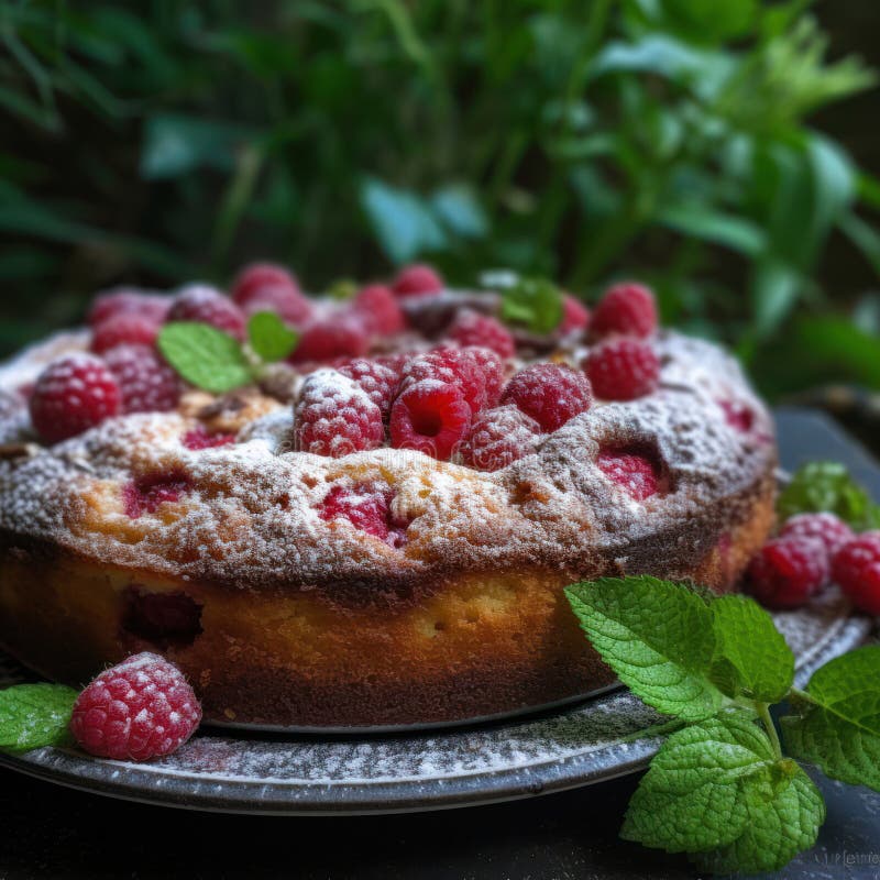 Raspberry Cake. Created Using Generative Al Tools Stock Illustration ...