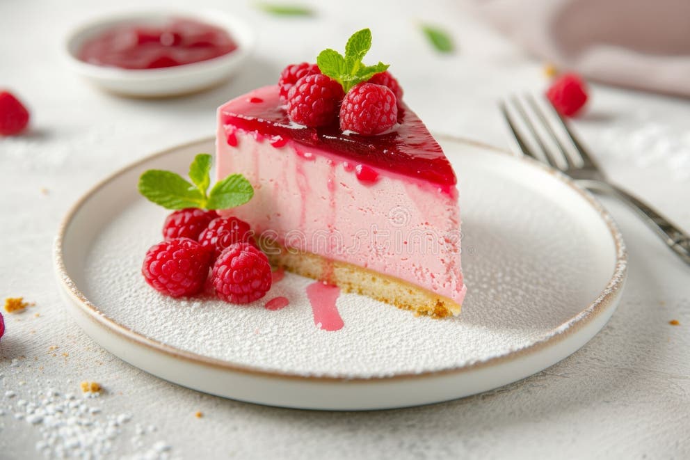 Raspberry Cake with Raspberries , in the Style of Light Pink Stock ...