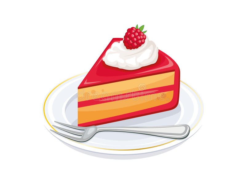 Raspberry Cake with Whipped Cream Vector Illustration Stock Vector ...