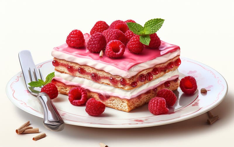Raspberry Cake White Background Stock Illustration - Illustration of ...