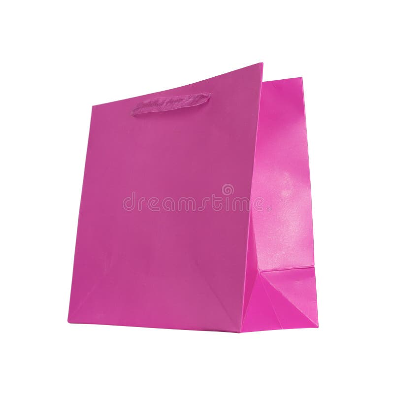 Raspberry Cardboard Bag with a Ribbon, for Shopping, Isolated on a ...