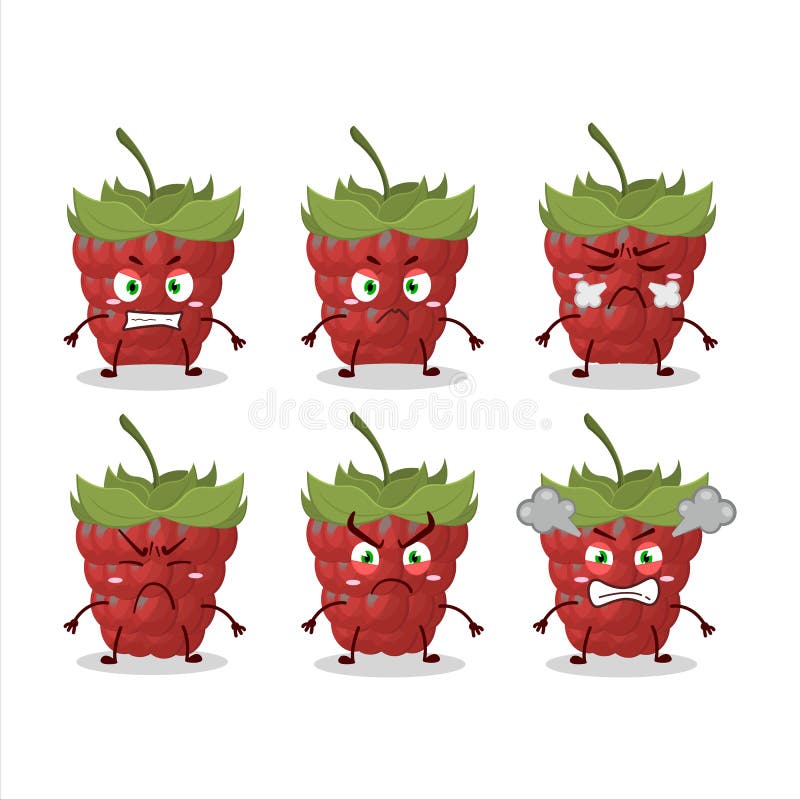 Raspberry Cartoon Character with Various Angry Expressions Stock Vector ...